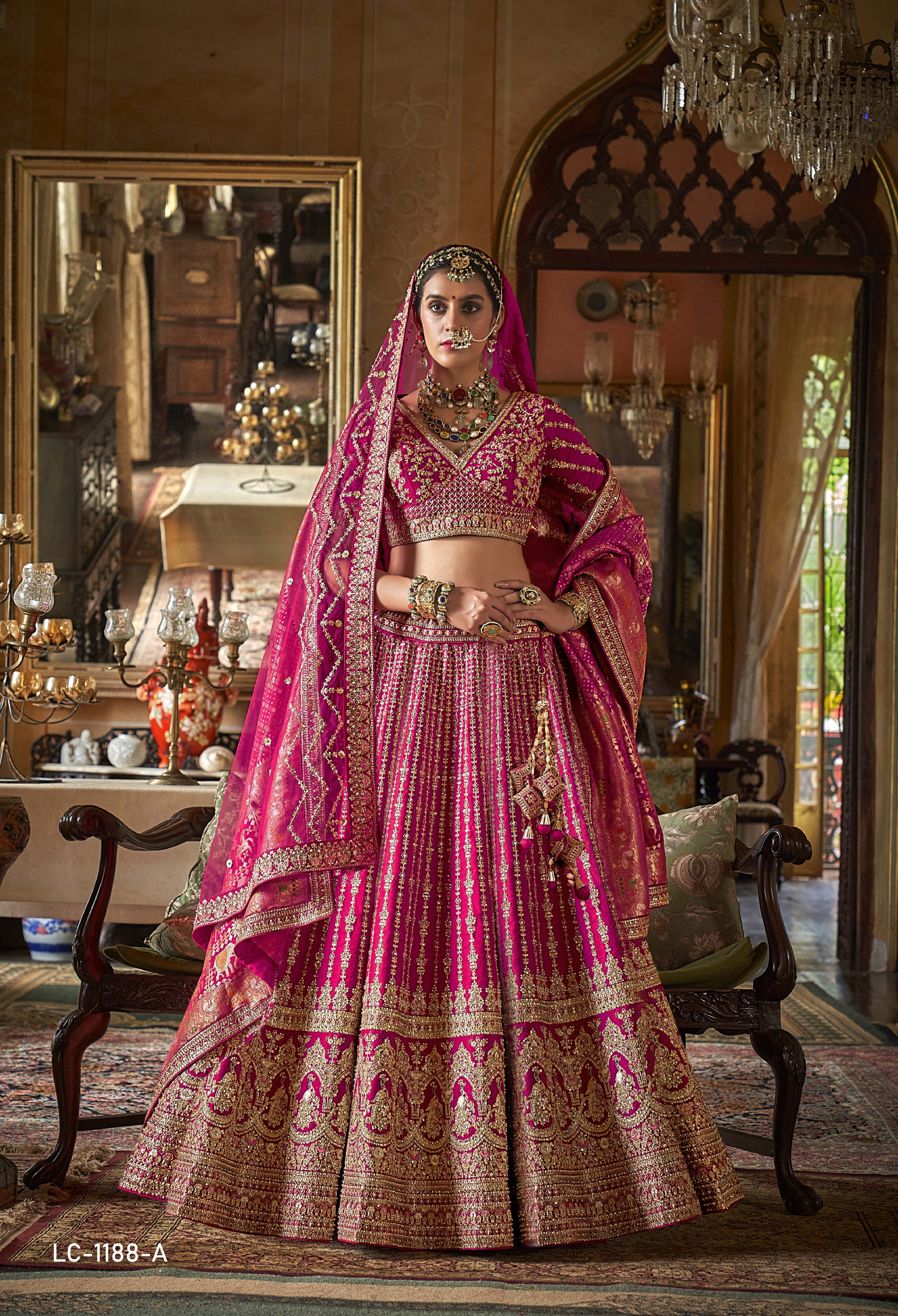 Royal Rani Pink Bridal Lehenga with Intricate Zardozi & Dori Embroider ...